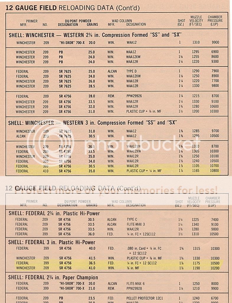20z 12ga loads: powder choices and ranges